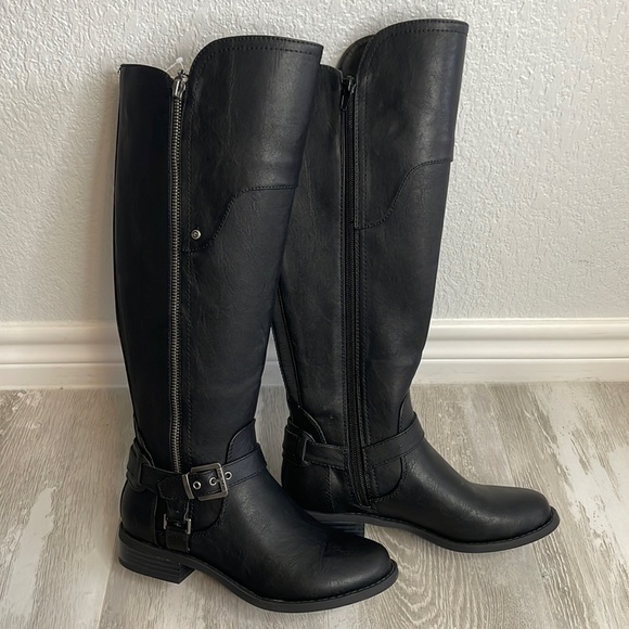 G by Guess | Shoes | Nib Guess Harson Black Wide Calf Full Zip Faux ...
